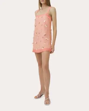 Simkhai Embellished Organza Mini Shift Dress