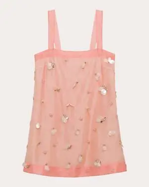 Simkhai Embellished Organza Mini Shift Dress