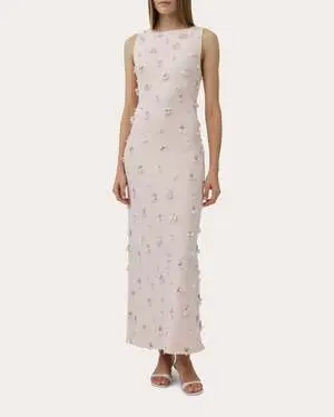 Simkhai Claudia Embellished Crepe Column Midi Dress - Pink