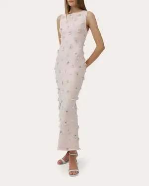 Simkhai Claudia Embellished Crepe Column Midi Dress - Pink