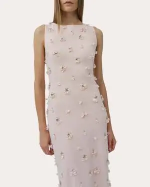 Simkhai Claudia Embellished Crepe Column Midi Dress - Pink
