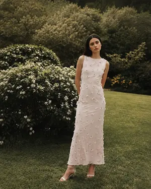 Simkhai Claudia Embellished Crepe Column Midi Dress - Pink