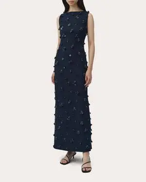 Simkhai Claudia Embellished Crepe Column Midi Dress - Blue