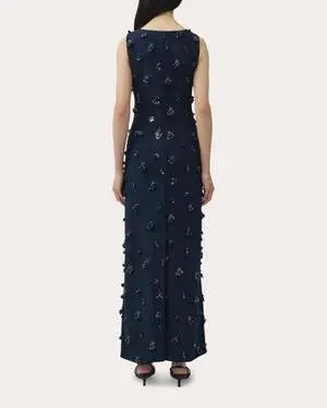 Simkhai Claudia Embellished Crepe Column Midi Dress - Blue