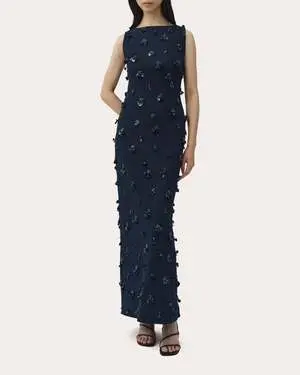 Simkhai Claudia Embellished Crepe Column Midi Dress - Blue