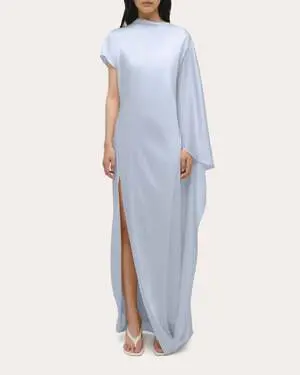 Simkhai Ora Satin Asymmetric Cape Gown