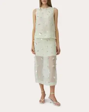 Simkhai Celia Embellished Organza Sleeveless Top - Yellow
