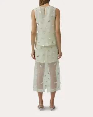 Simkhai Celia Embellished Organza Sleeveless Top - Yellow