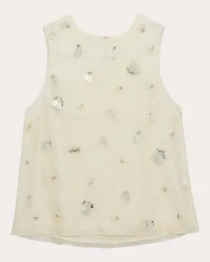 Simkhai Celia Embellished Organza Sleeveless Top - Yellow