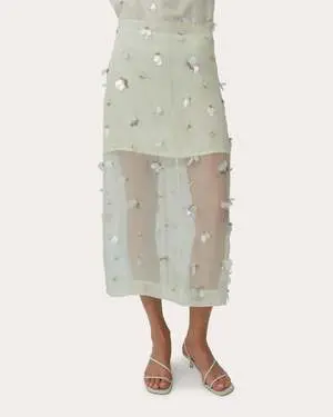 Simkhai Delilah Embellished Organza Midi Skirt