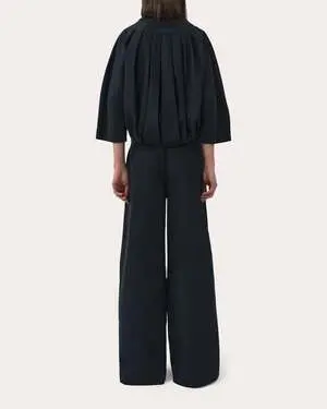 Simkhai Leroy Pleated Faille Wide-leg Pants
