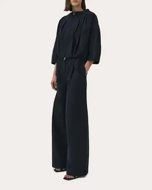 Simkhai Leroy Pleated Faille Wide-leg Pants