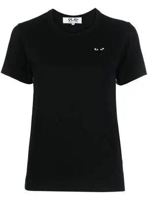 Play Comme Des Garcon Short-sleeved T-shirt With Heart Applique - Black