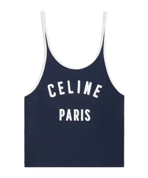 Celine Paris Tank Top In Cotton Jersey - Blue