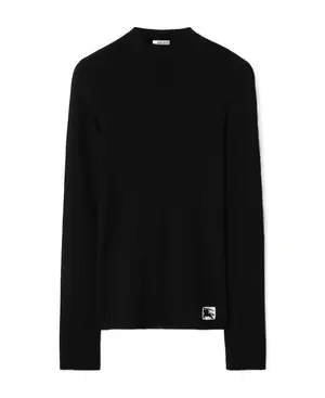 Burberry Ribbed-knit Jumper With Equestrian Knight Logo - Black