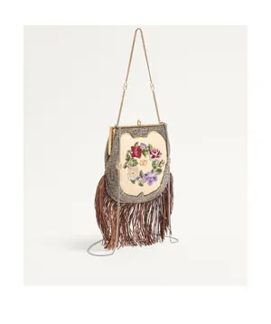 Valentino Garavani Embroidered Tassel Shoulder Bag