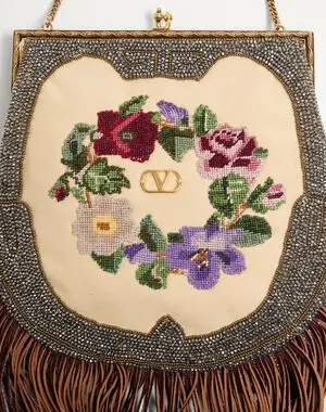 Valentino Garavani Embroidered Tassel Shoulder Bag