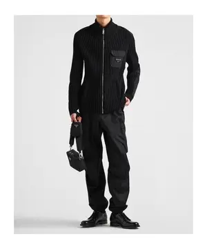 Prada Triangle-logo Mid-rise Tapered-leg Trousers