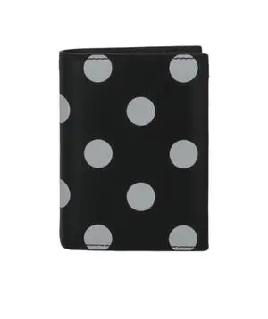 Comme Des Garçons Leather Double Fold Wallet - Black