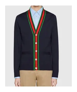 Gucci Wool Knitted Cardigan With Classic Stripes