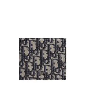 Dior Oblique Jacquard Compact Wallet - Gray