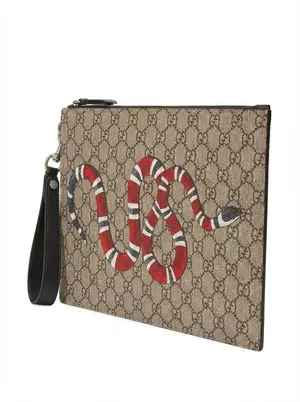 Gucci Gg Pouch With Kingsnake - Nude