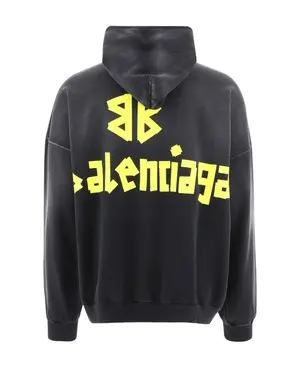 Balenciaga Tape Type Hoodie Oversized In Faded - Black