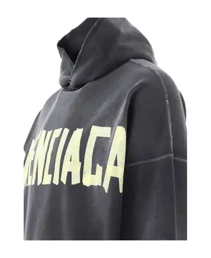 Balenciaga Tape Type Hoodie Oversized In Faded - Black