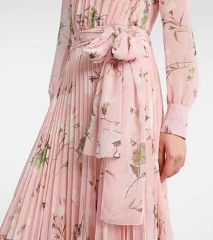 Erdem Floral Pleated Voile Gown