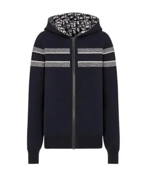Dior Reversible Zipped Cardigan With Hood - Blue
