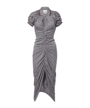 VIVIENNE WESTWOOD Pulling Striped Ruched Cotton Midi Dress