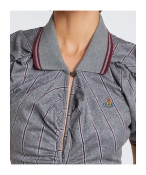 VIVIENNE WESTWOOD Pulling Striped Ruched Cotton Midi Dress