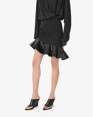 IRO PARIS Leather Ruffle Skirt