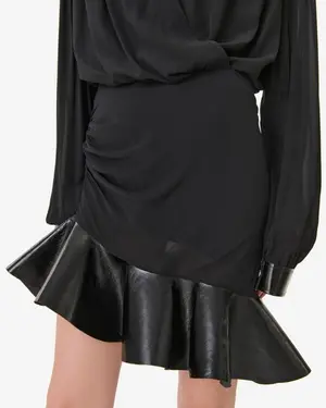 IRO PARIS Leather Ruffle Skirt