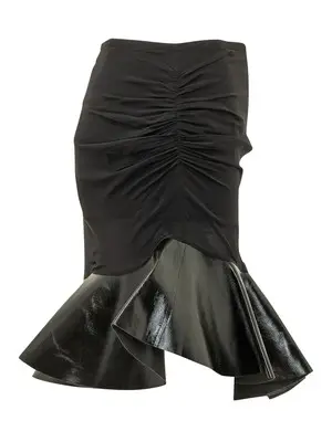 IRO PARIS Fadela Ruched Skirt With Patent Leather Ruffle