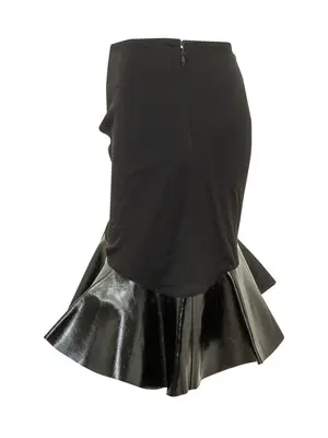 IRO PARIS Fadela Ruched Skirt With Patent Leather Ruffle