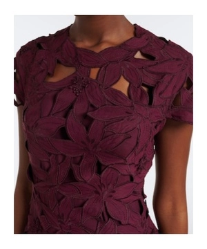 Simkhai Floral Guipure Lace Cocktail Dress - Wine Red