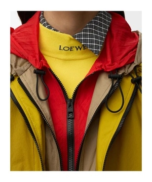 Loewe Long Sleeve Zip-up Hooded Jacket With Embroidered Logo - Yellow