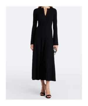 Simkhai Genna Ribbed-knit V-neck Midi Dress - Black