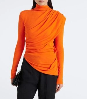 MUGLER Caped Wool-blend Top