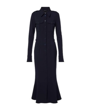MUGLER Wool-blend Shirt Dress - Blue