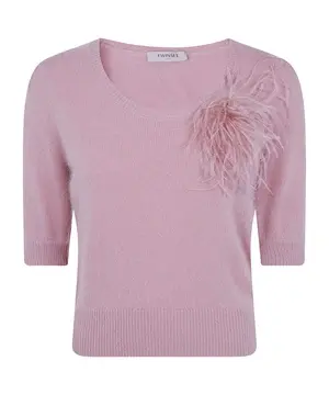 TWINSET Feather-embellished Knit Top - Pink