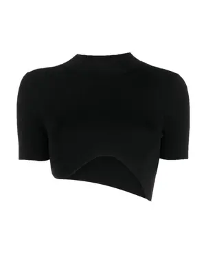 CHRISTOPHER ESBER Christopher Esber Asymmetrical Cropped Rib Knit Top
