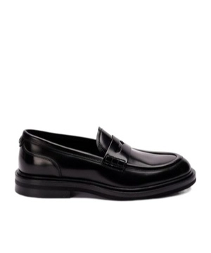 Dolce & Gabbana Dolce Gabbana Logo Plaque Round Toe Loafers - Black
