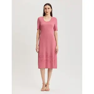 Misook Mixed Stitch Sweater Dress - Honey Suckle