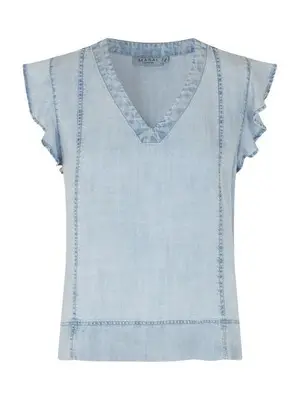 MASAI COPENHAGEN Madalali Denim V-neck Blouse
