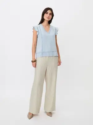 MASAI COPENHAGEN Madalali Denim V-neck Blouse