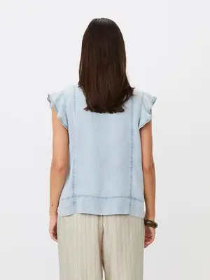 MASAI COPENHAGEN Madalali Denim V-neck Blouse