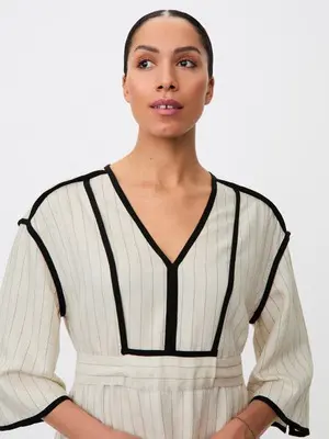 MASAI COPENHAGEN Maneyla Linen-blend V-neck Dress