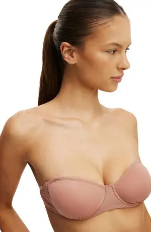 Cotton:on Sheer Strapless Balconette Bra - Sun Clay